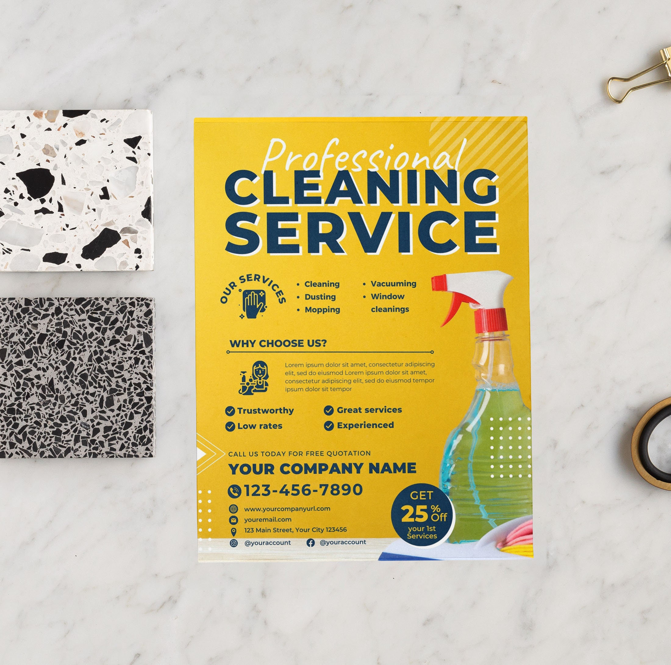 Professional Cleaning Service Flyer Template Canva US - Etsy