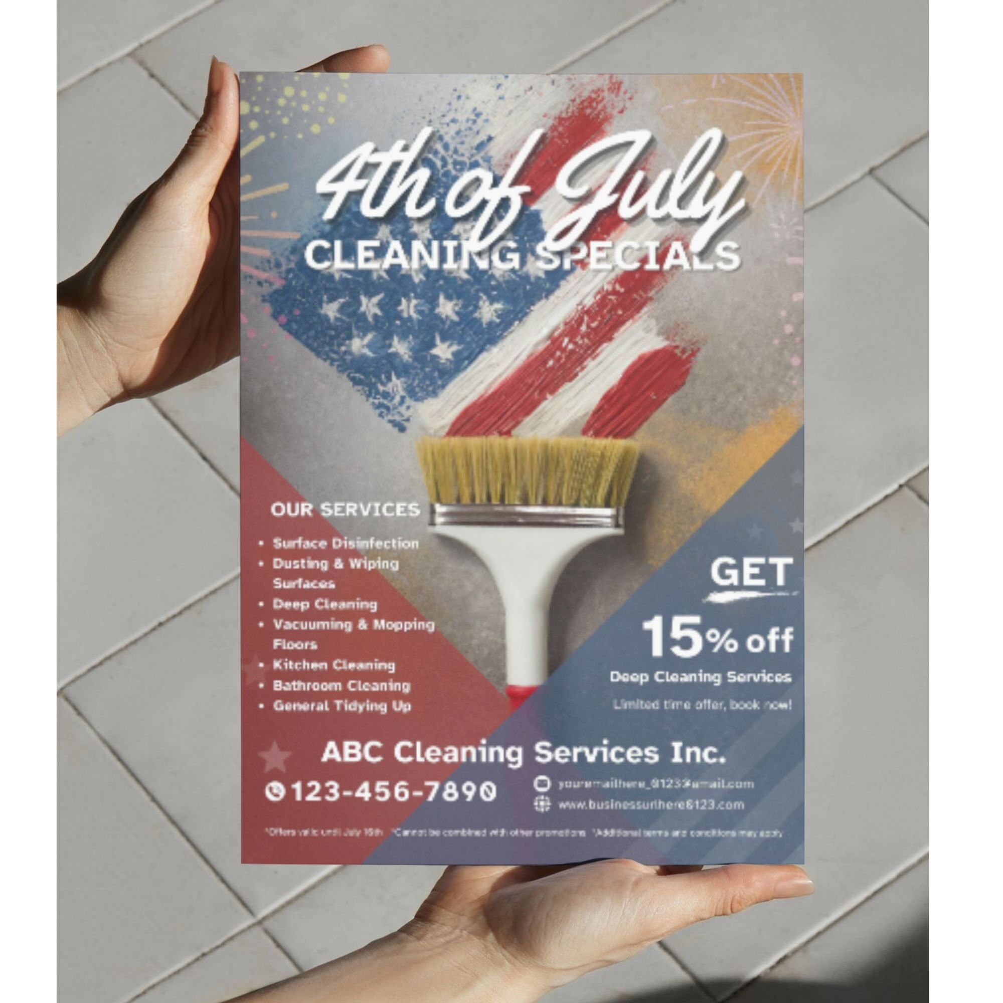 4th of July Cleaning Service Flyer Independence Day Clean Business ...