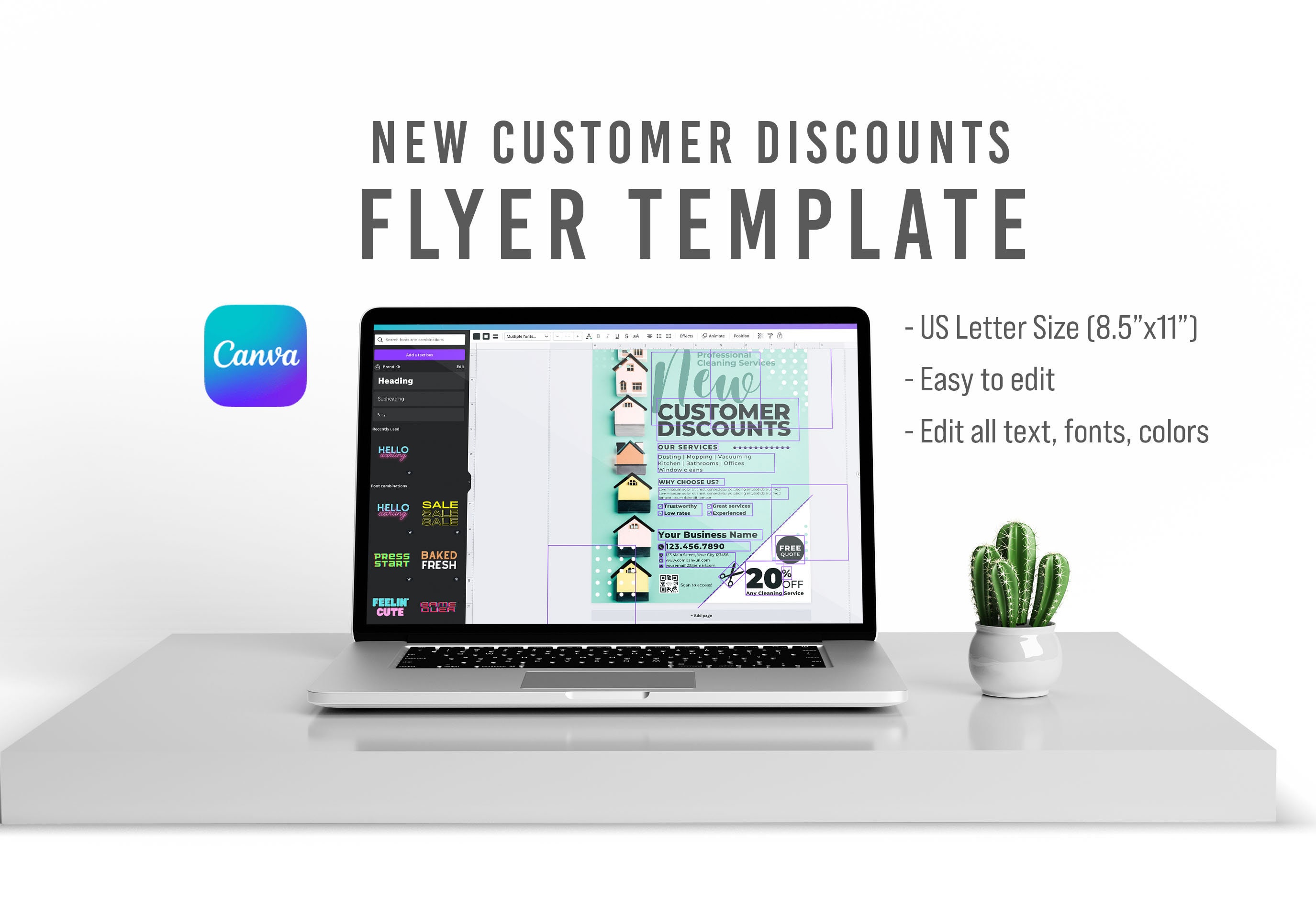 New Customer Discounts Flyer Template Canva US Letter Size 8.5 X 11 ...