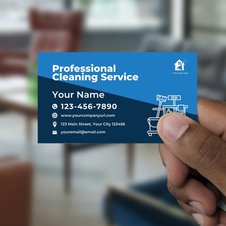Cleaning Service Business Card Template | 2 Layouts | Editable ...