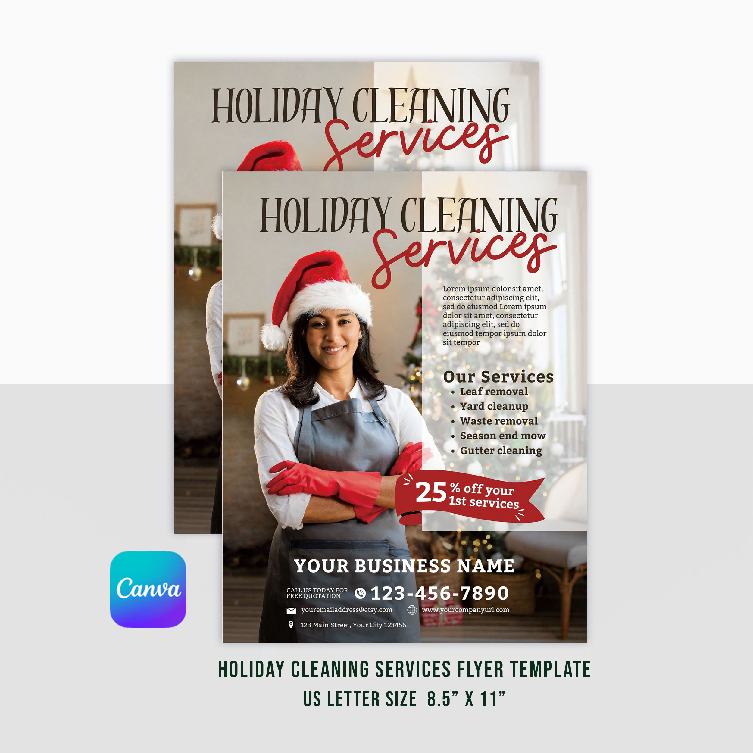 Holiday Cleaning Services Flyer Template Canva 8.5 X 11 Inch Clean ...