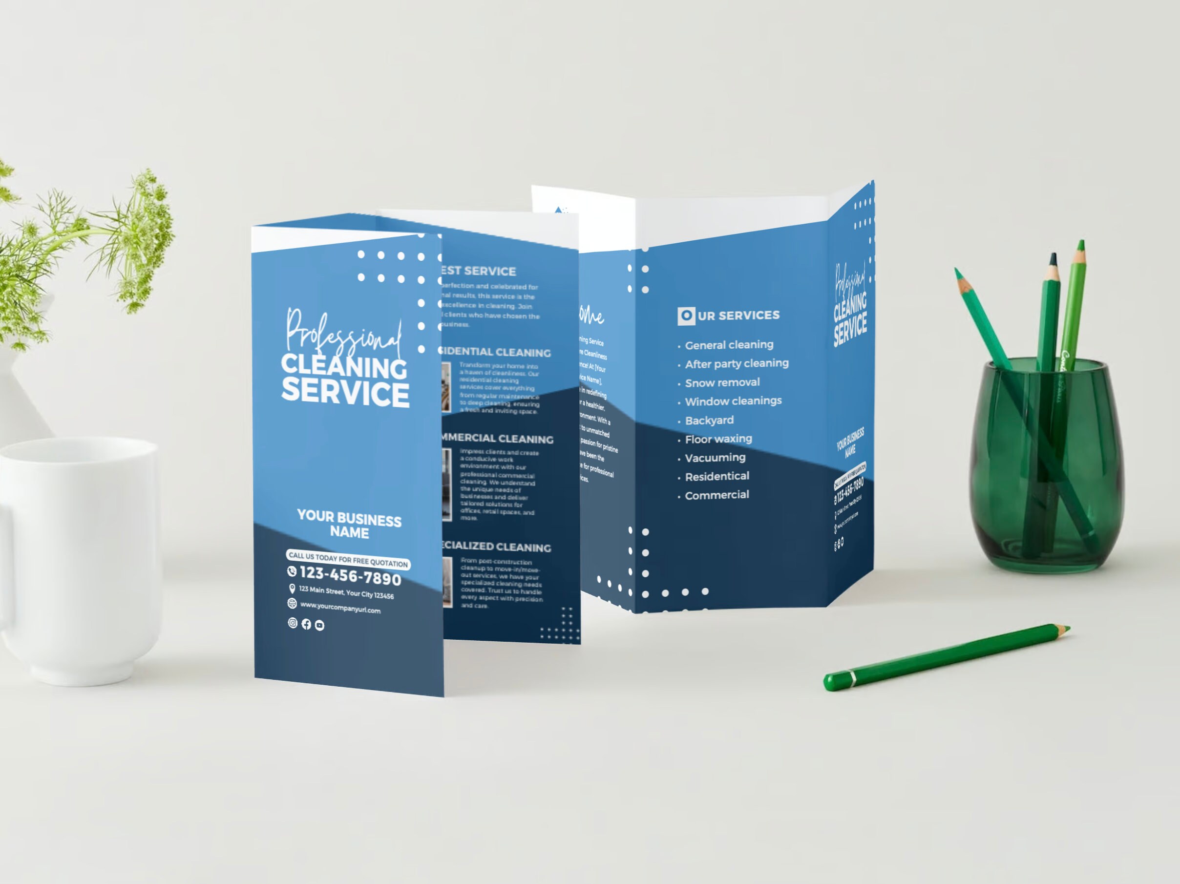 Trifold Brochure Template | Professional Cleaning Services | Canva | A4 ...