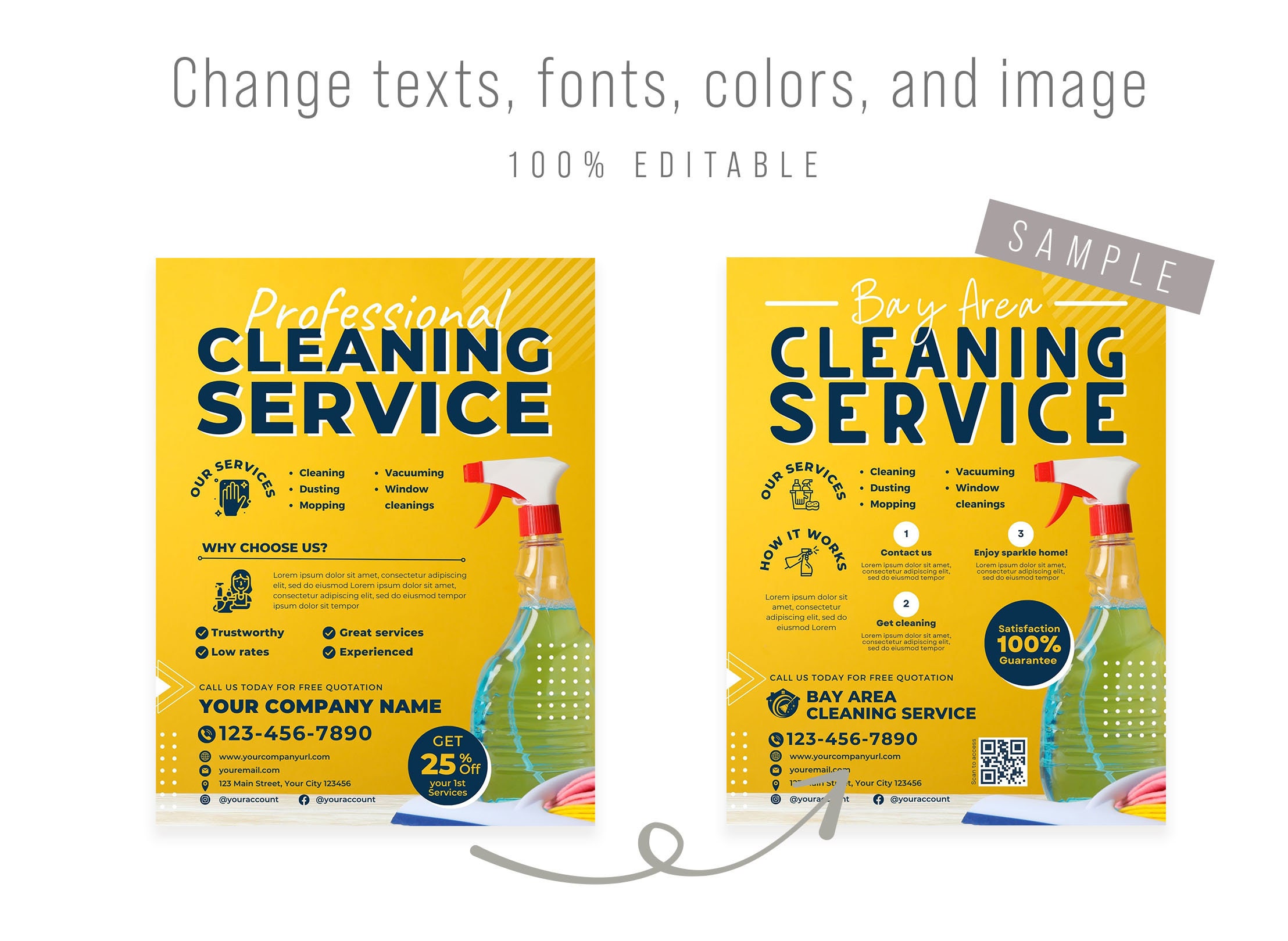 Professional Cleaning Service Flyer Template Canva US - Etsy