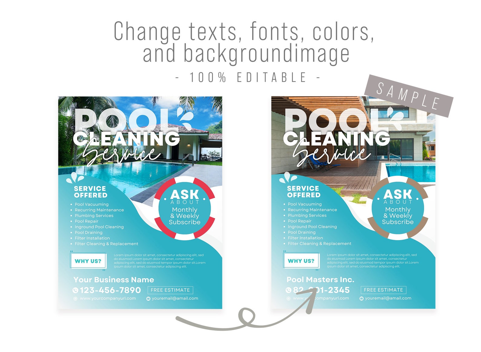 Swimming Pool Cleaning Service Flyer Template | Canva | Letter Size 8.5 ...