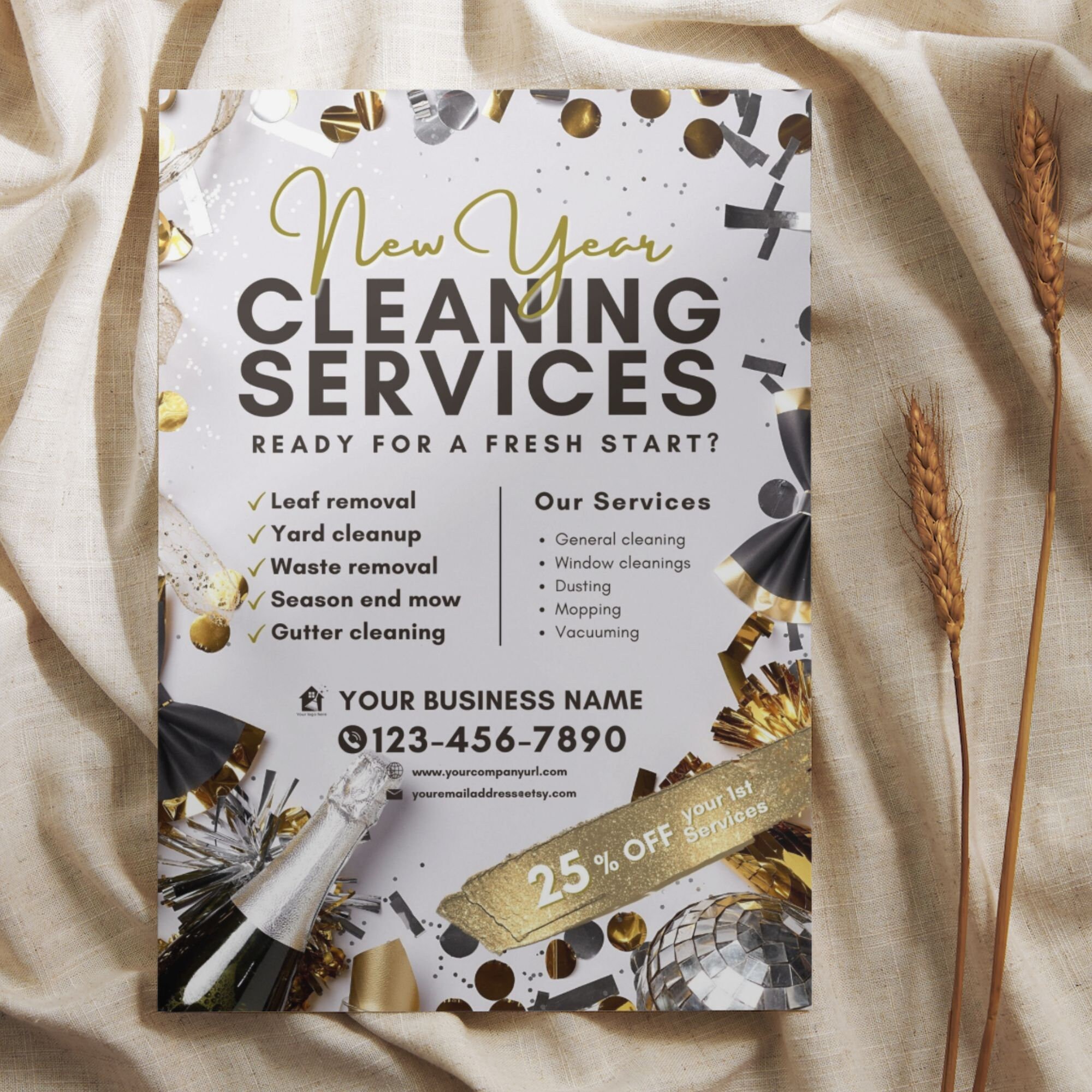 New Year Cleaning Services Flyer Template | Canva | US Letter & A4 Size ...