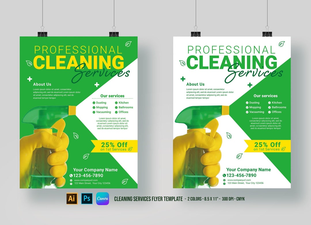 Professional Cleaning Service Printable Flyer 2 Colors Business Flyer ...