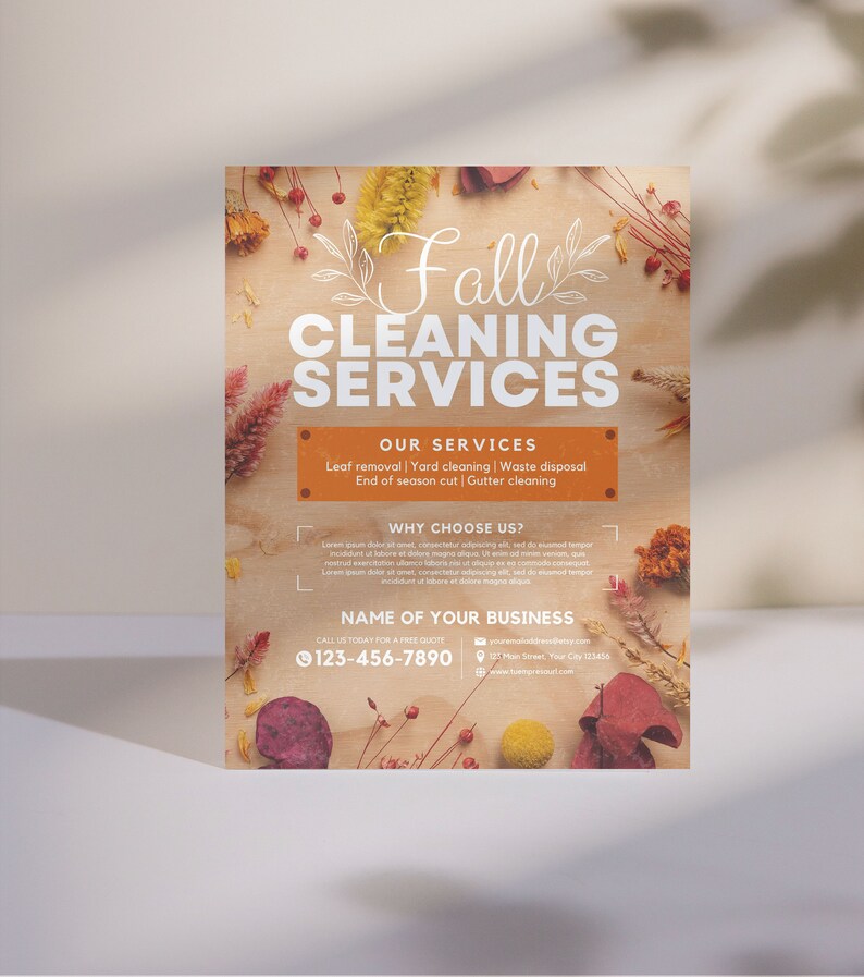 Fall Cleaning Services Flyer Template Canva US Letter Size 8.5 X 11 ...