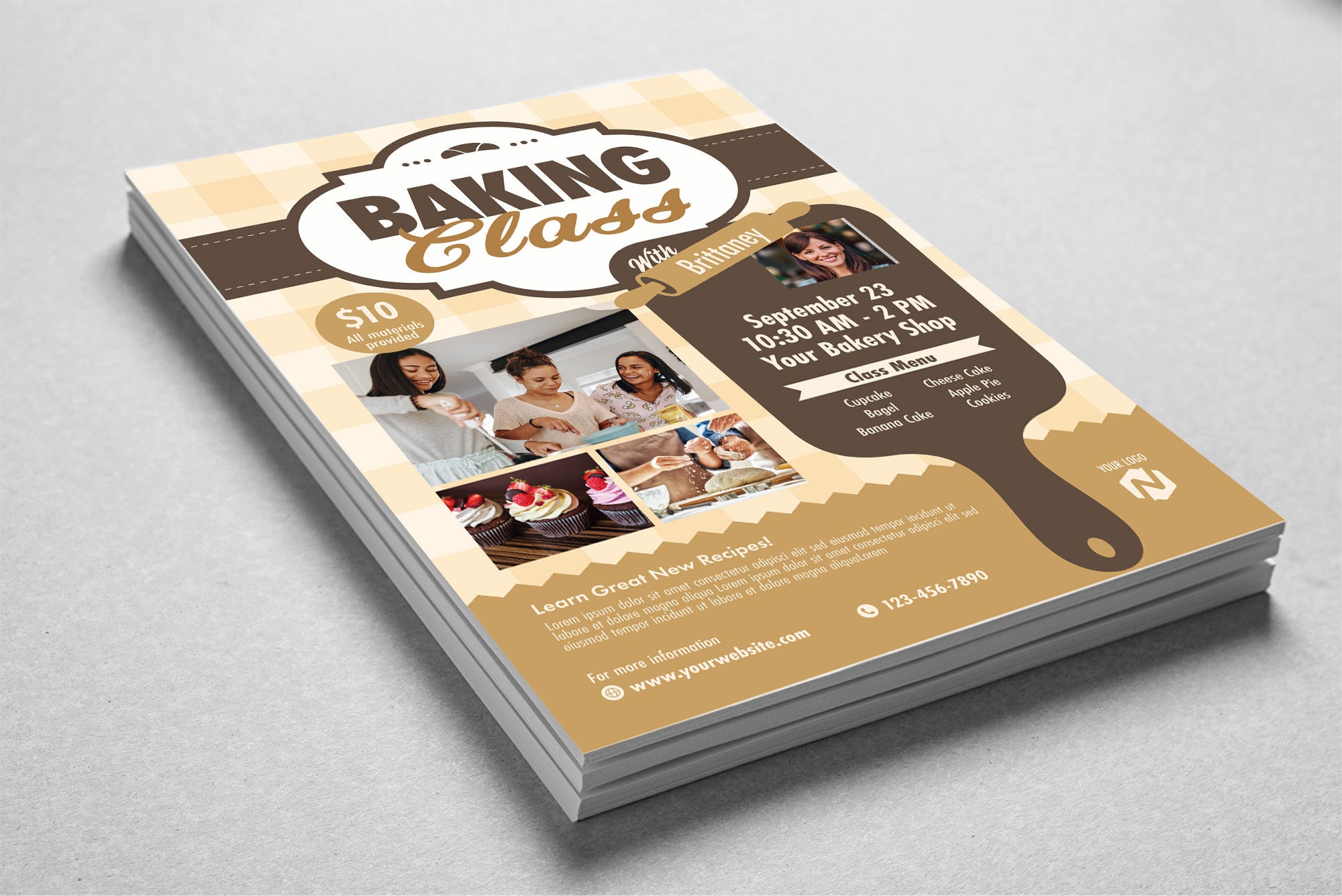 Baking Class Printable Flyer | Bakery Event Flyer Template | AI & PSD ...
