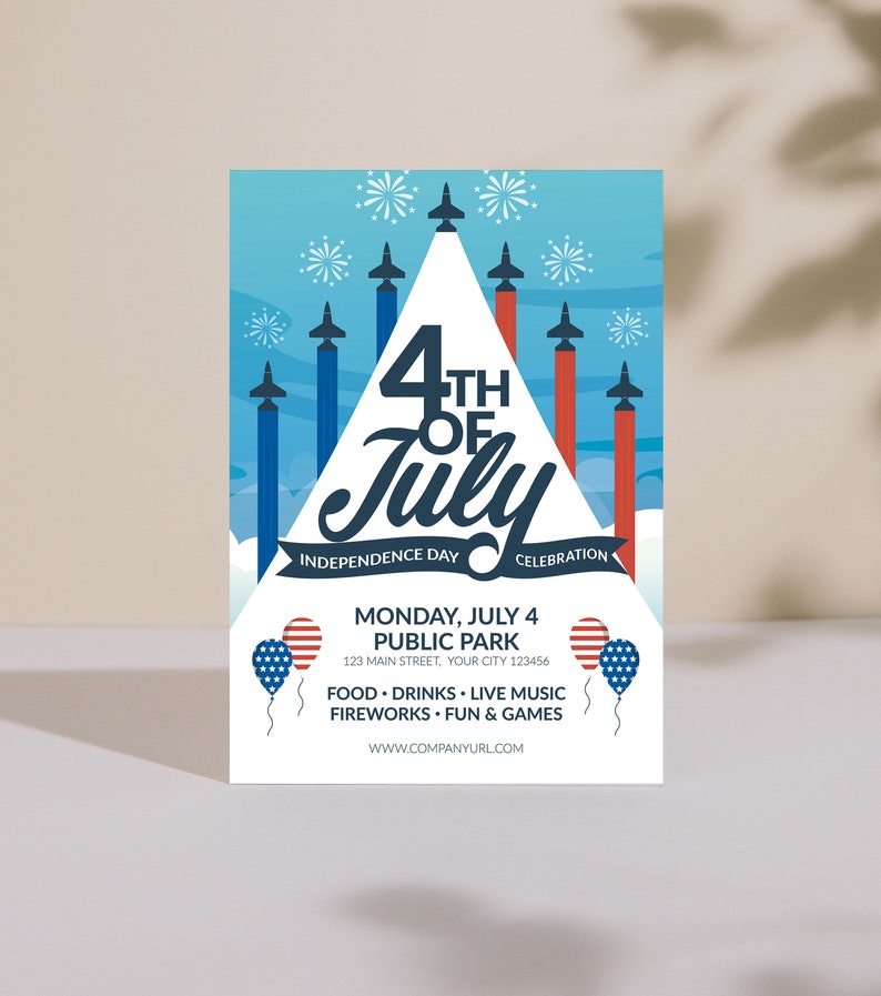4th of July Celebration Printable Flyer | Template | AI & PSD | A4 ...
