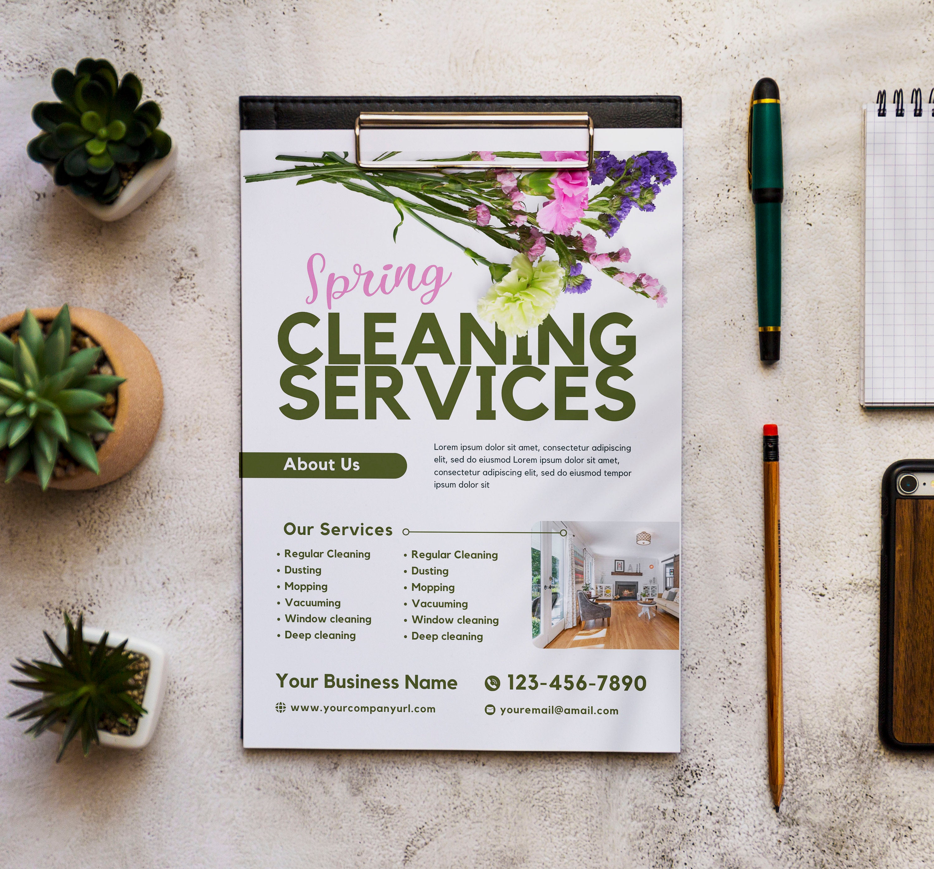 Spring Cleaning Service Editable Flyer | Professional Clean Business ...