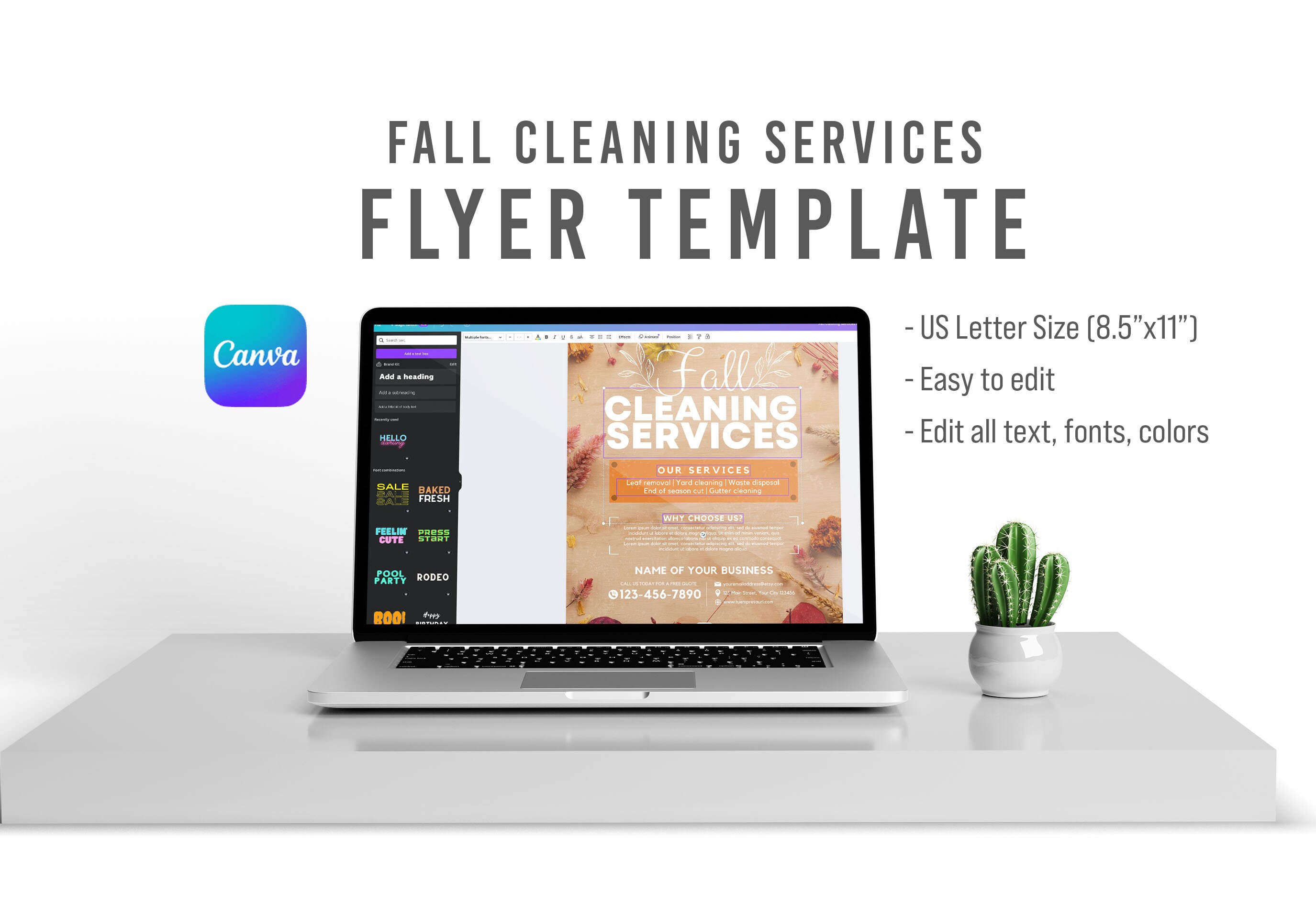 Fall Cleaning Services Flyer Template Canva US Letter Size 8.5 X 11 ...