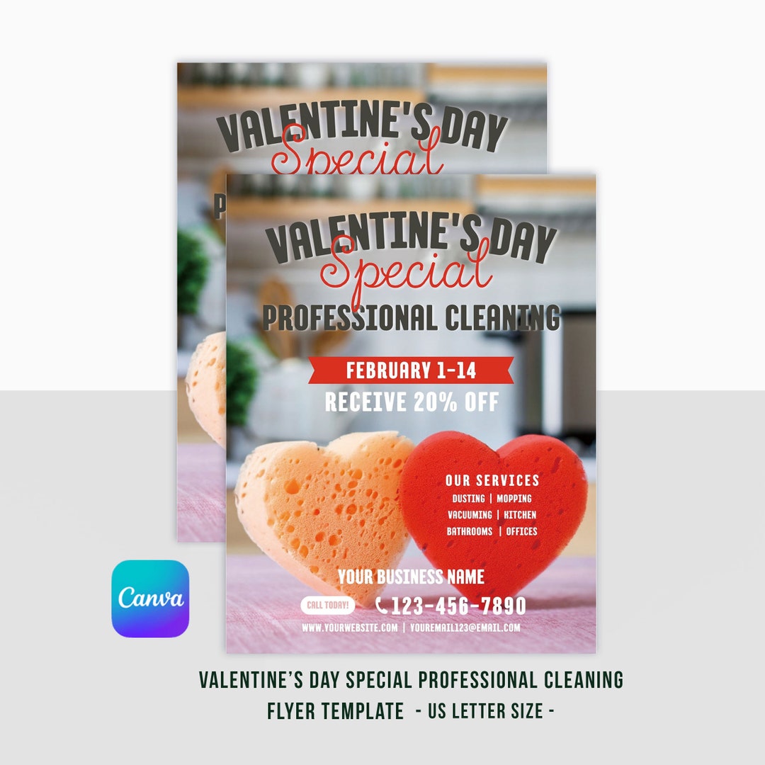 Valentine's Day Cleaning Services Flyer Template | Canva | 8.5 X 11 ...