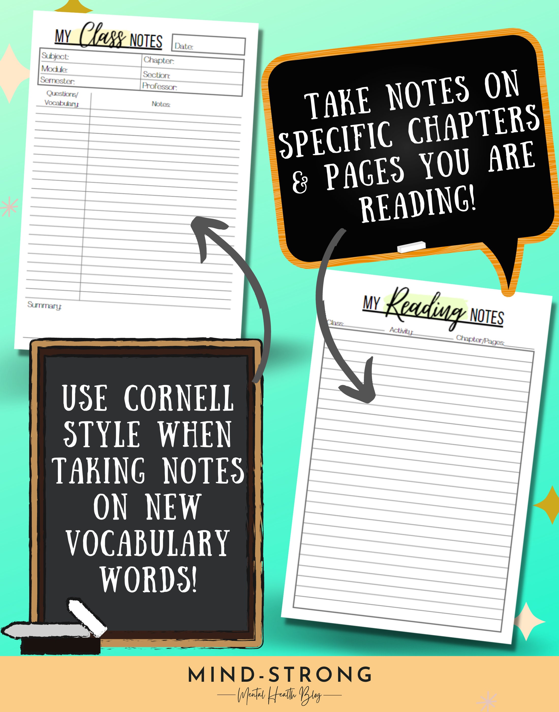 Just the Notes Bundle, Printable Lecture Notes, College Student Lined ...