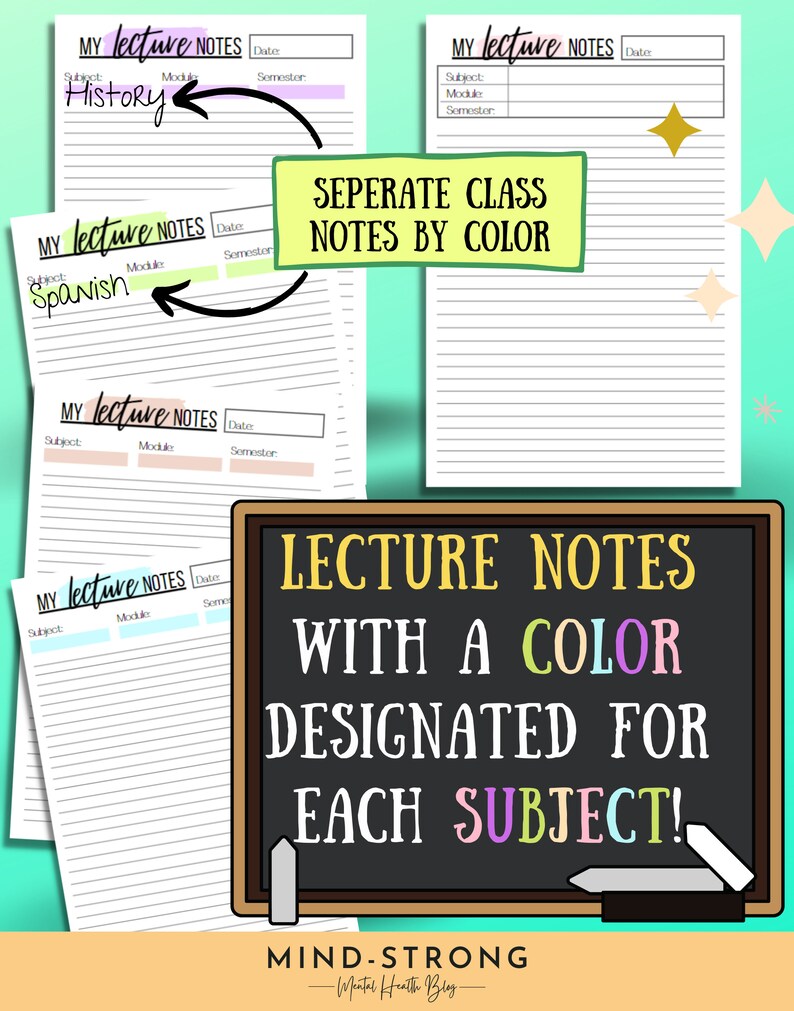 Just the Notes Bundle, Printable Lecture Notes, College Student Lined ...