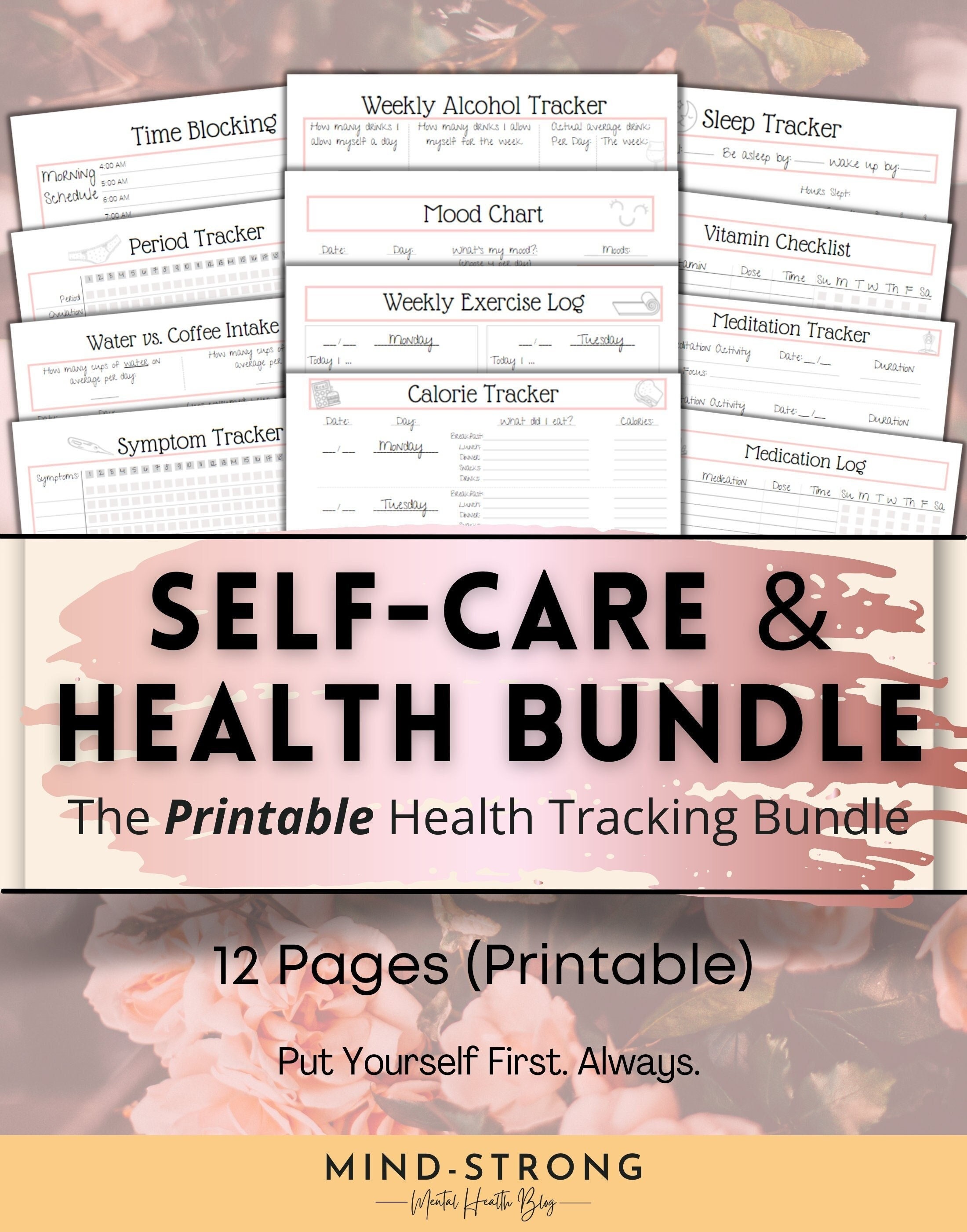 Self Care & Health Bundle Printable, Mental Health Planner, Self-care ...