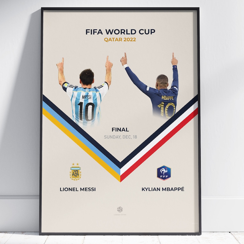 Messi Vs Mbappe Poster World Cup Argentina Vs France - Etsy