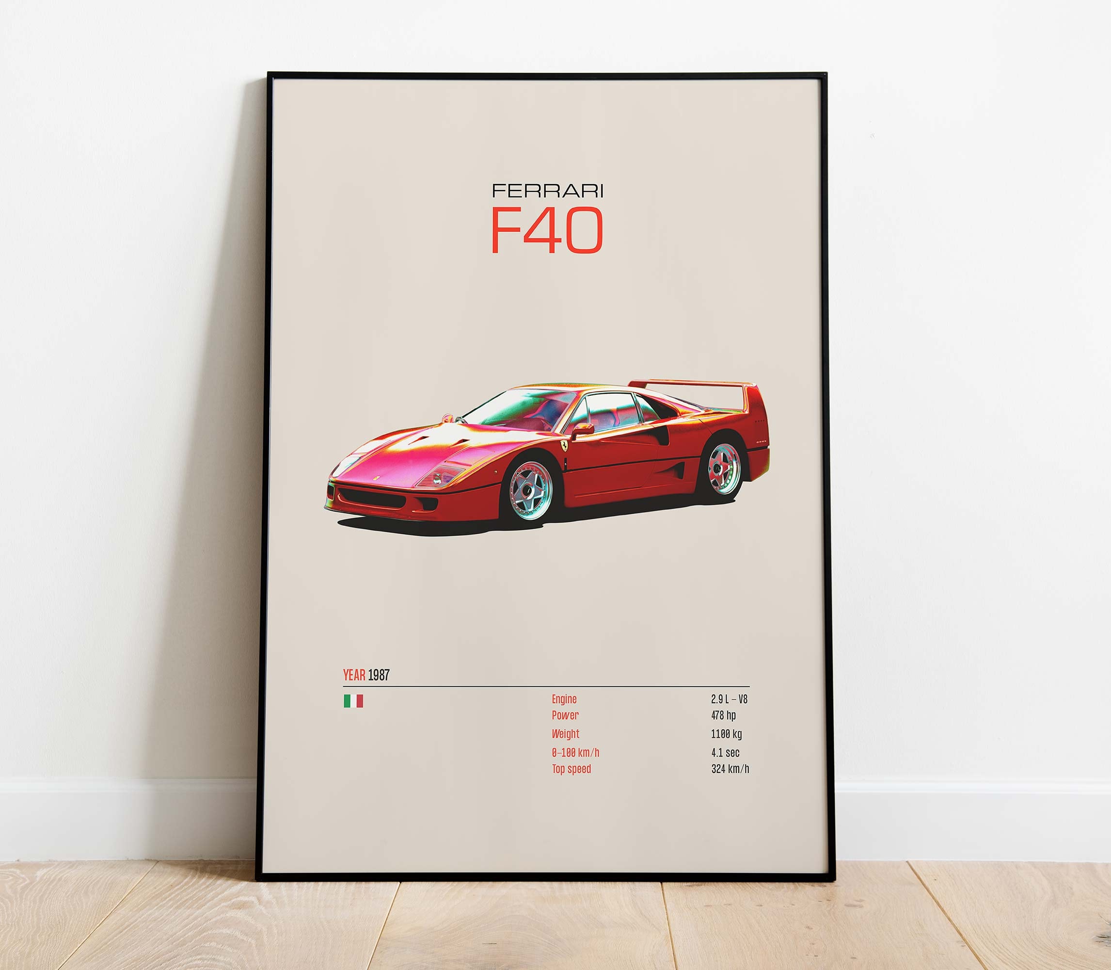 Ferrari F40 Poster 80's Inspired Illustration Ferrari - Etsy Australia
