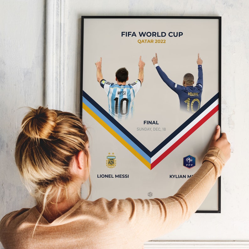 Messi Vs Mbappe Poster World Cup Argentina Vs France - Etsy
