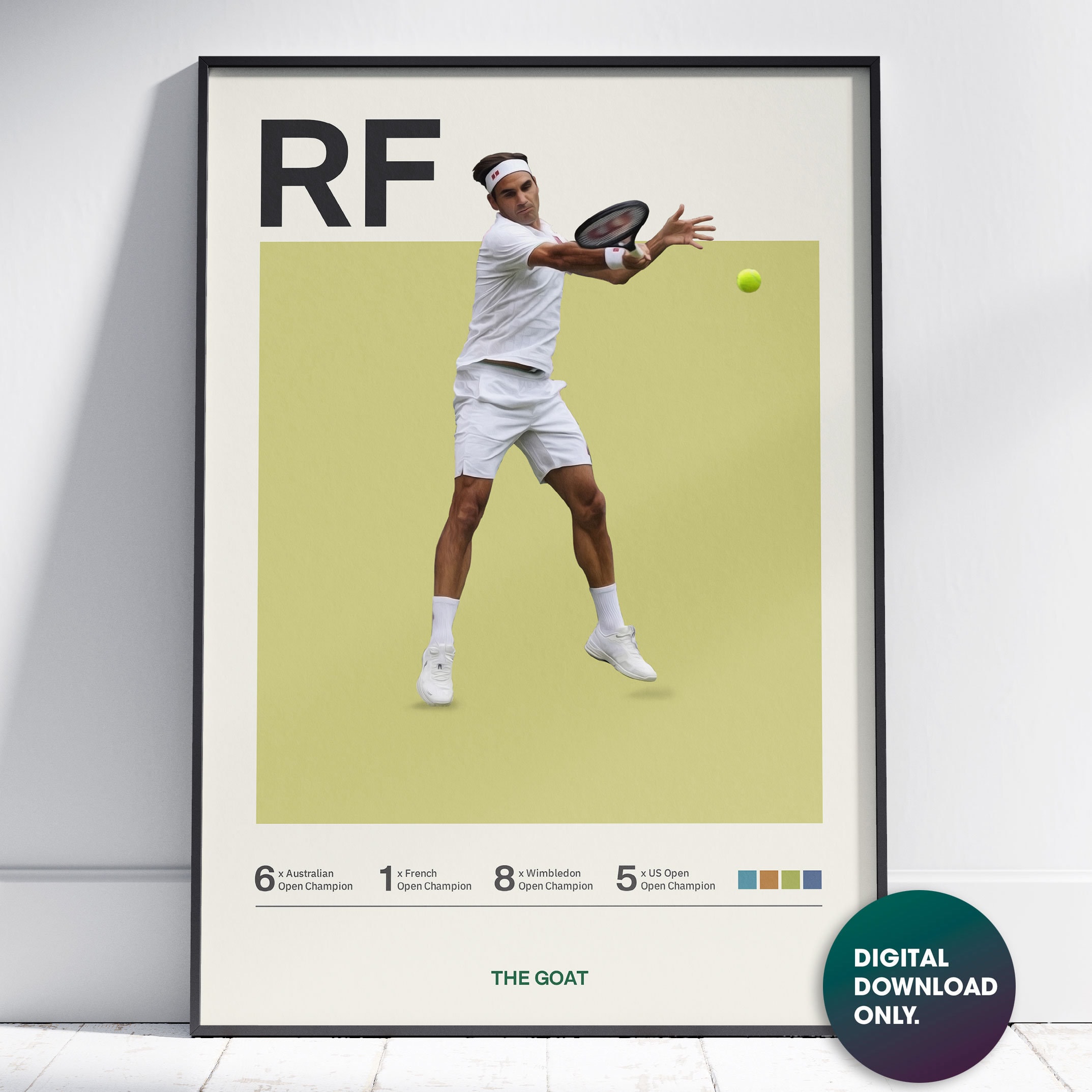 Roger Federer Poster FREE BONUS Posters Federer Print Roger Federer Mid ...