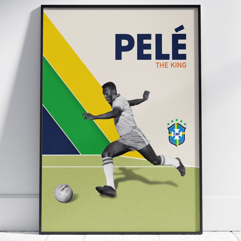 PELE Poster Pele the King Brasil Poster Pele Brazil Vintage Aesthetic ...
