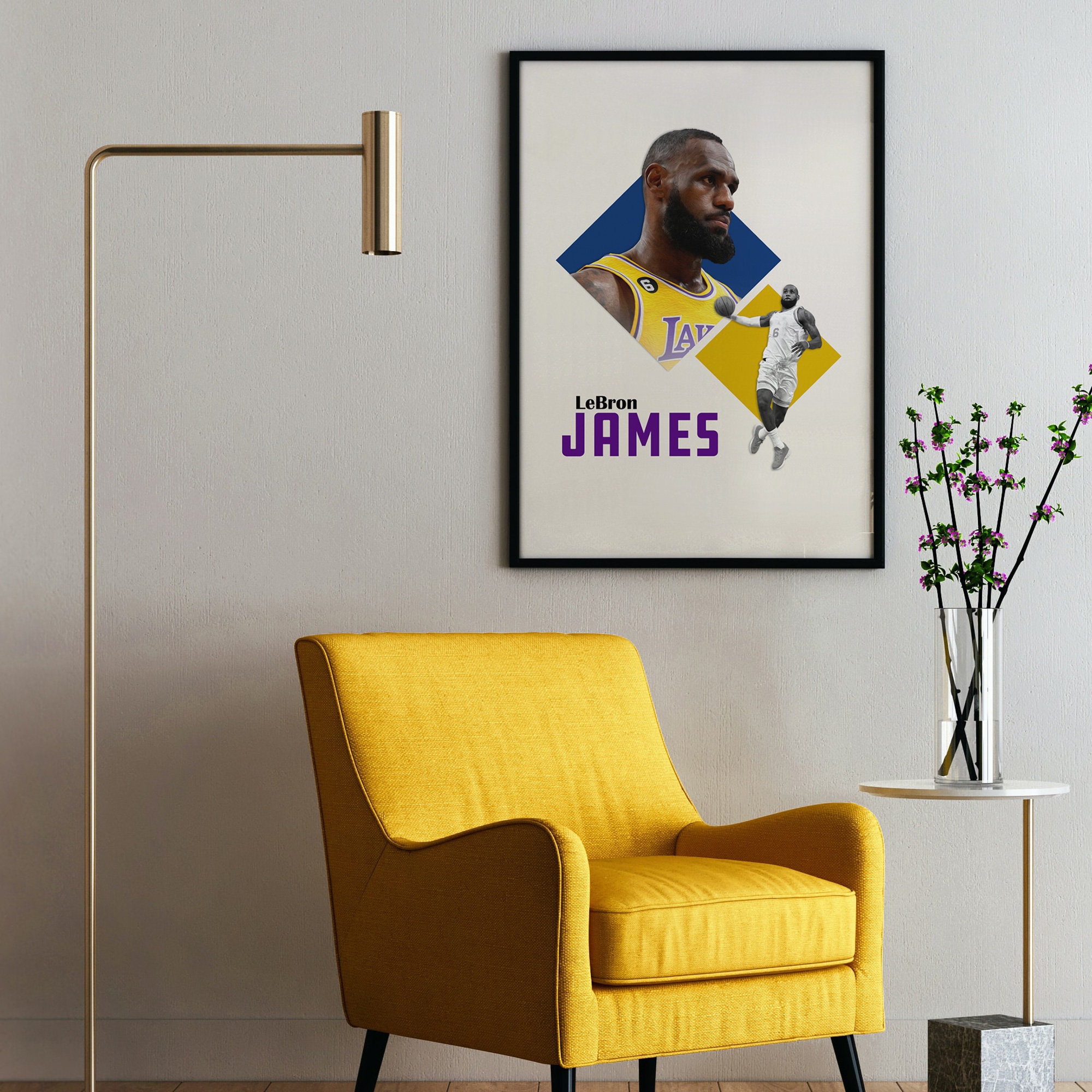 Lebron James Poster LA Lakers Print NBA Poster NBA Poster Basketball ...