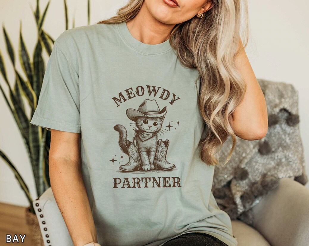 Meowdy Partner Shirt Cowboy Cat, Western T-shirt, Funny Meme Shirt, Y2K ...