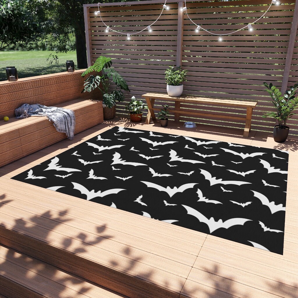 Bat Outdoor Rug | Outdoor Halloween Decorations | Halloween Patio Decor ...