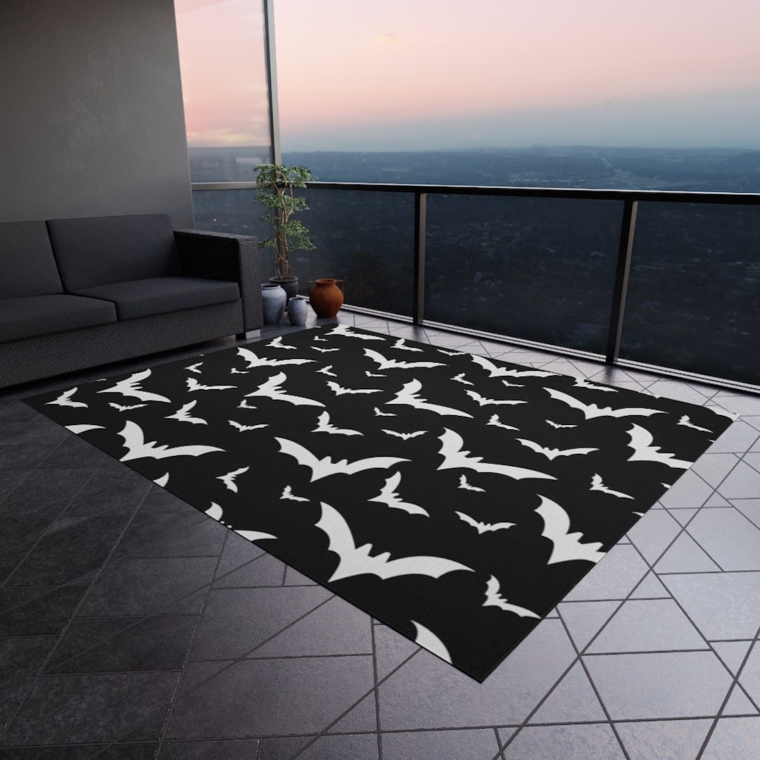 Bat Outdoor Rug | Outdoor Halloween Decorations | Halloween Patio Decor ...
