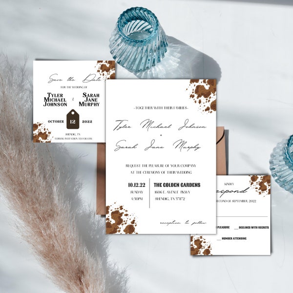Cow Print Wedding Invitation - Etsy