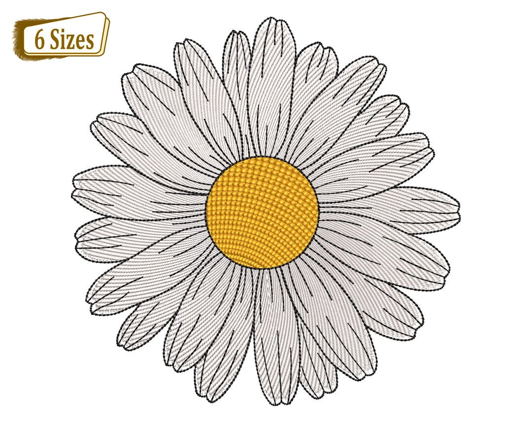 Daisy Embroidery Design, Floral Daisy Digital Machine Embroidery Files ...