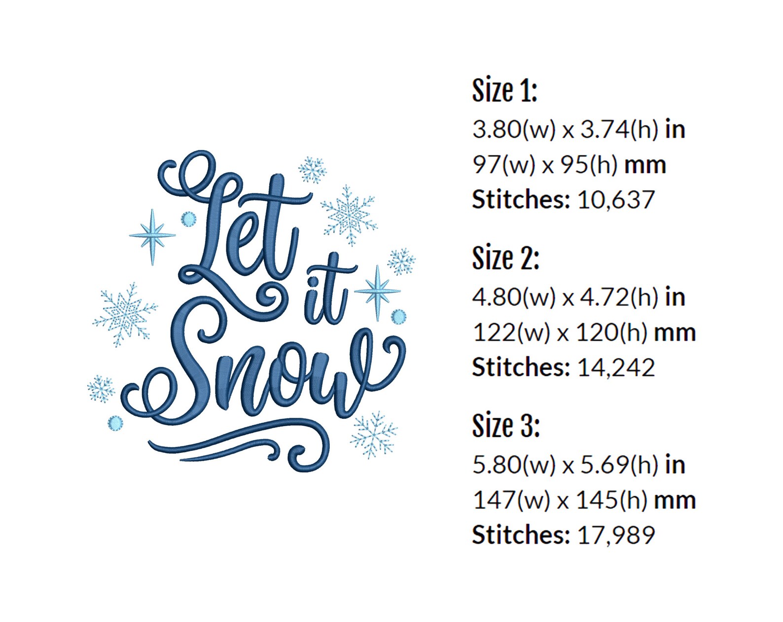 Let It Snow Embroidery Design Christmas Embroidery Designs - Etsy