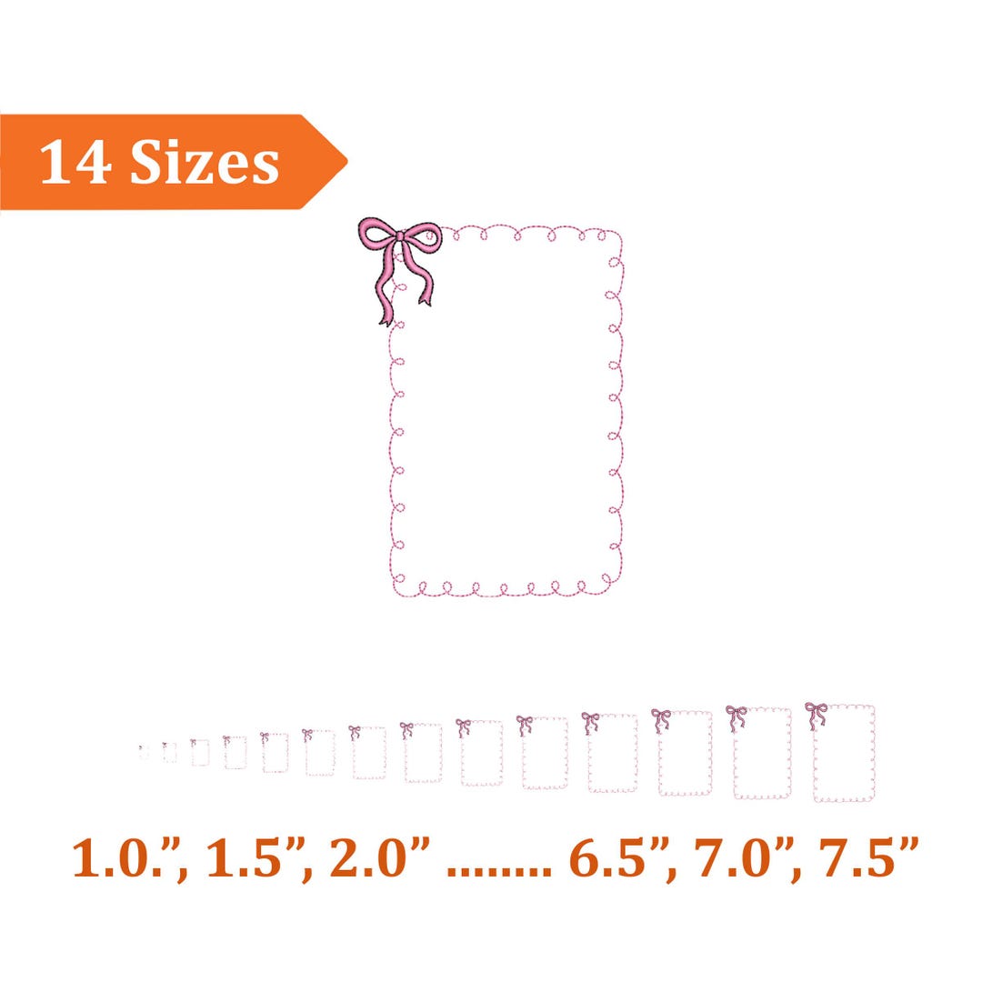Bow Monogram Frame Machine Embroidery Files, Bow Applique Embroidery ...