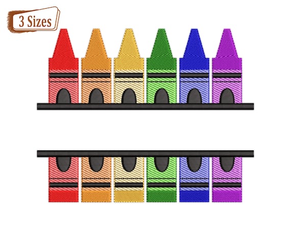 Embroidery File for Teacher Crayon Split Monogram Machine - Etsy