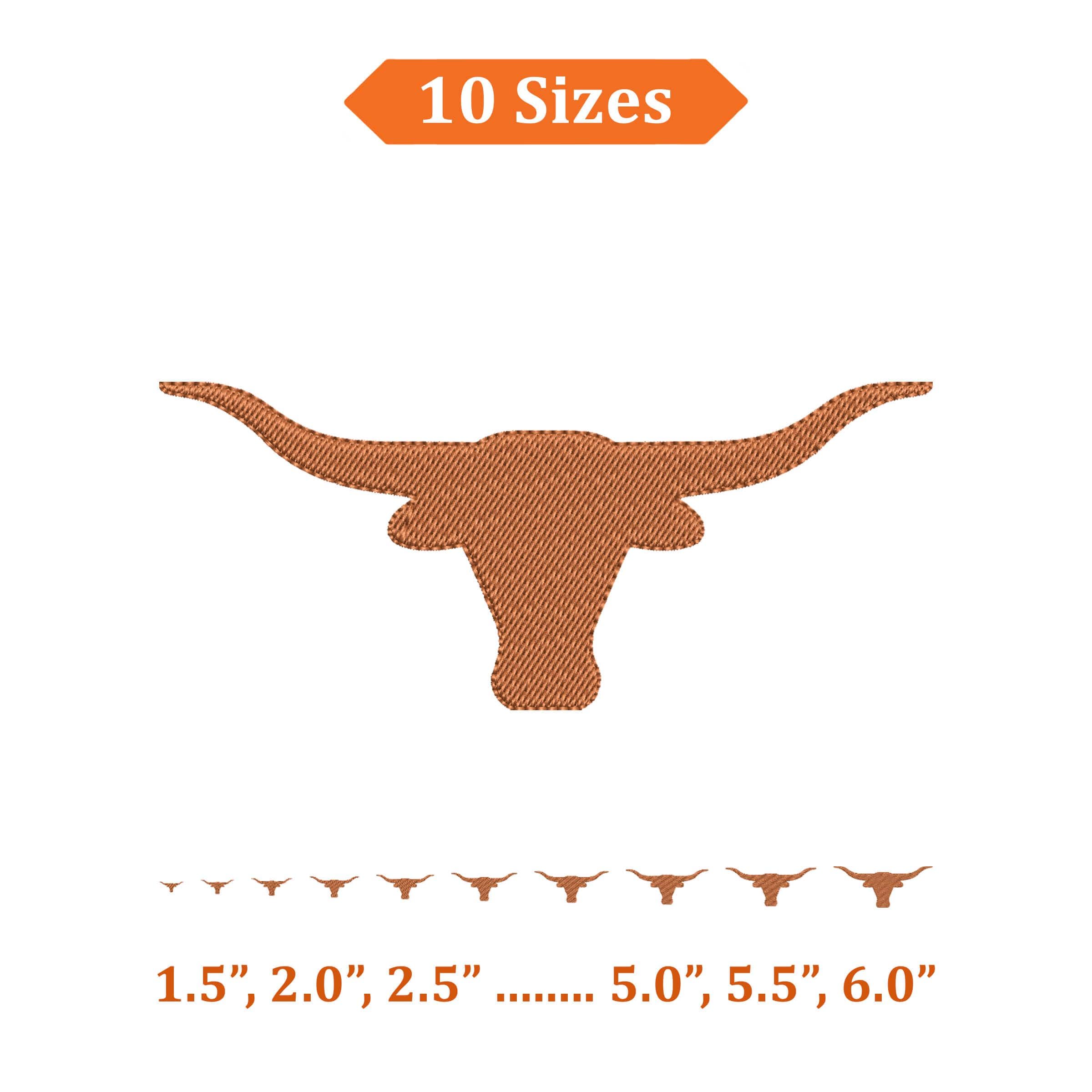 Longhorn Embroidery Design, Animal Face Silhouette, Texas Longhorns ...