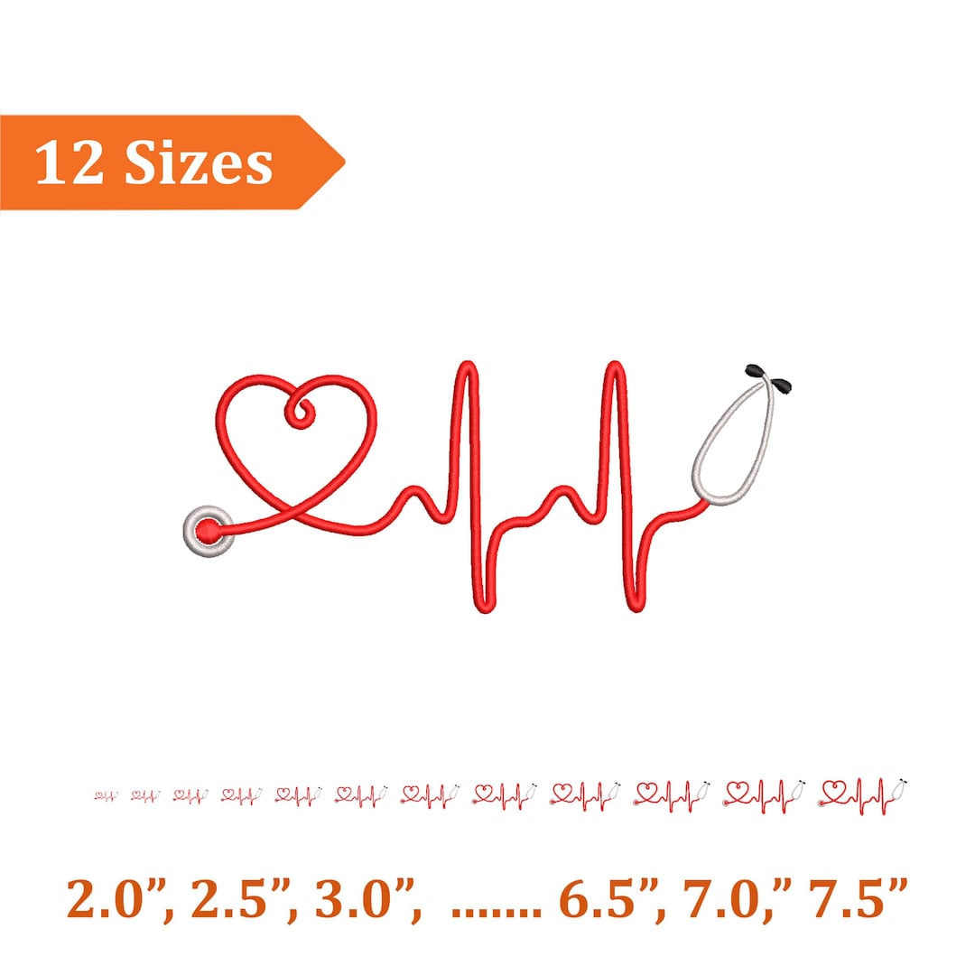 Stethoscope Embroidery Design, Stethoscope Heart Machine Embroidery ...