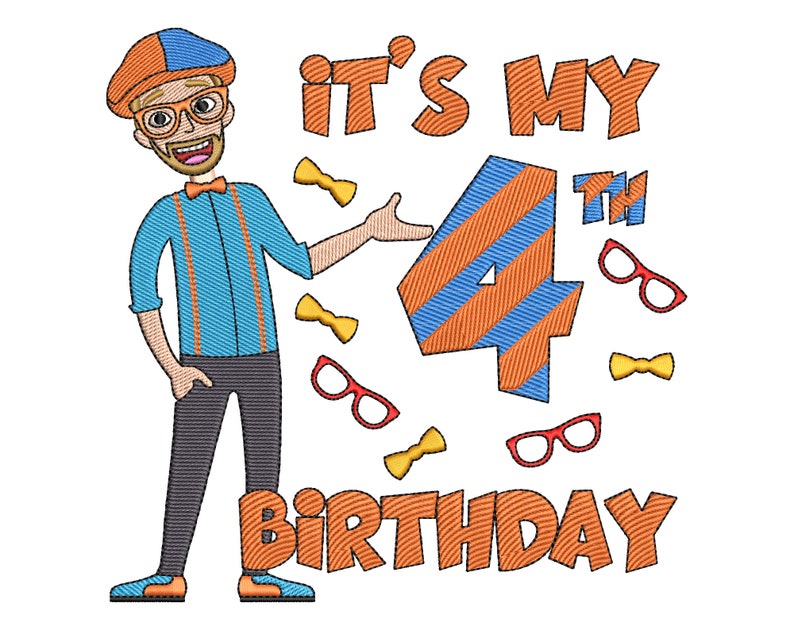 Blippi Embroidery Design Boys 4th Birthday Embroidery Design - Etsy Denmark
