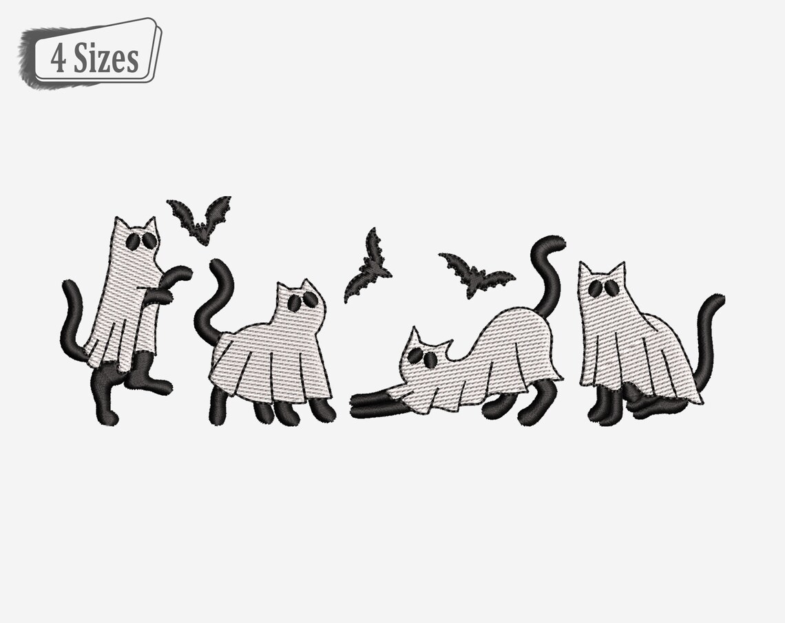 Spooky Season Cat Embroidery Pattern Ghost Cat Halloween - Etsy