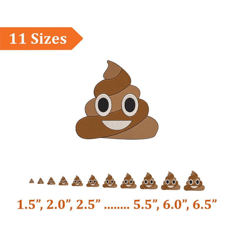 Poop Emoji Machine Embroidery Design: Funny Smiling Poop (11 Sizes ...