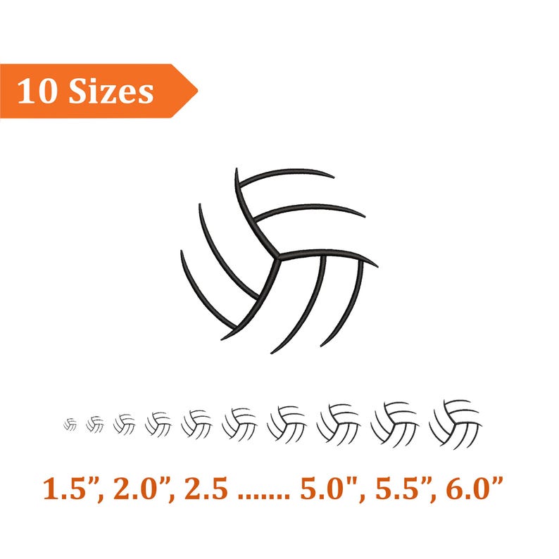Volleyball Embroidery Design, Volleyball Outline Embroidery Pattern ...