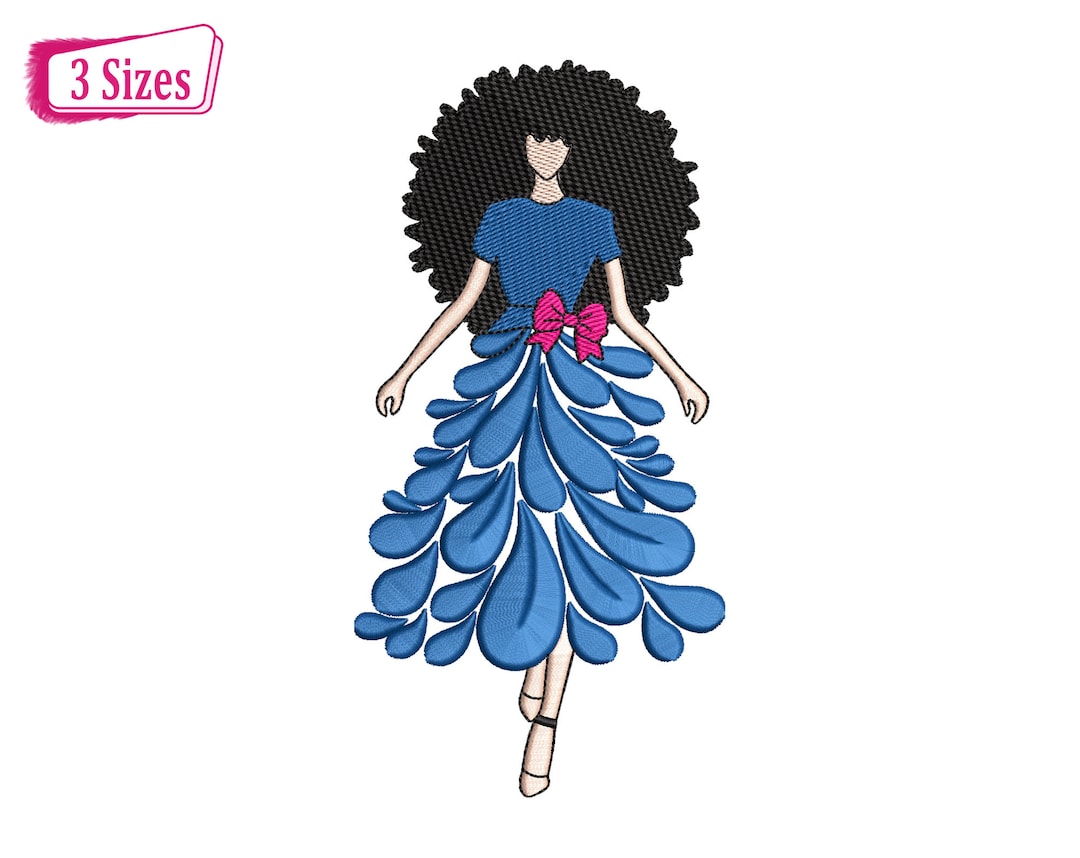 Afro Girl Embroidery Design, Black Woman Embroidery Designs, Afro Woman ...
