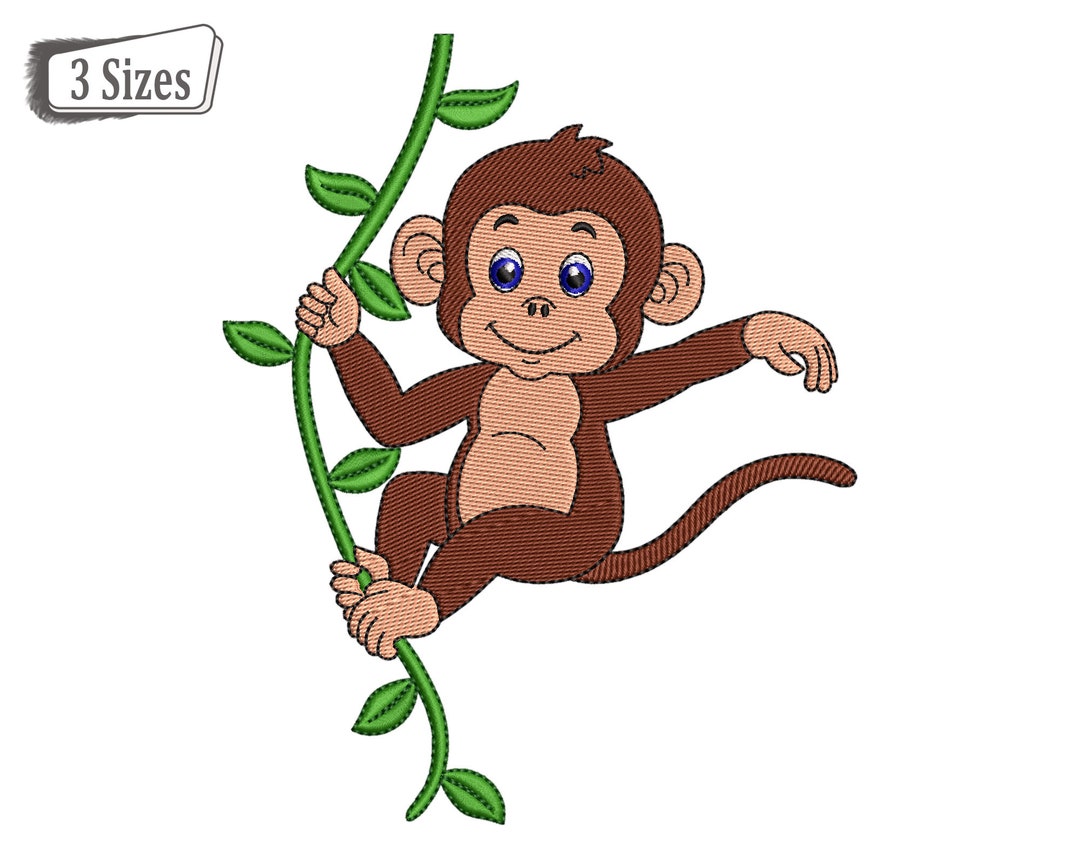 Embroidery Design Monkey, Monkey With Leaf Machine Embroidery Pattern ...