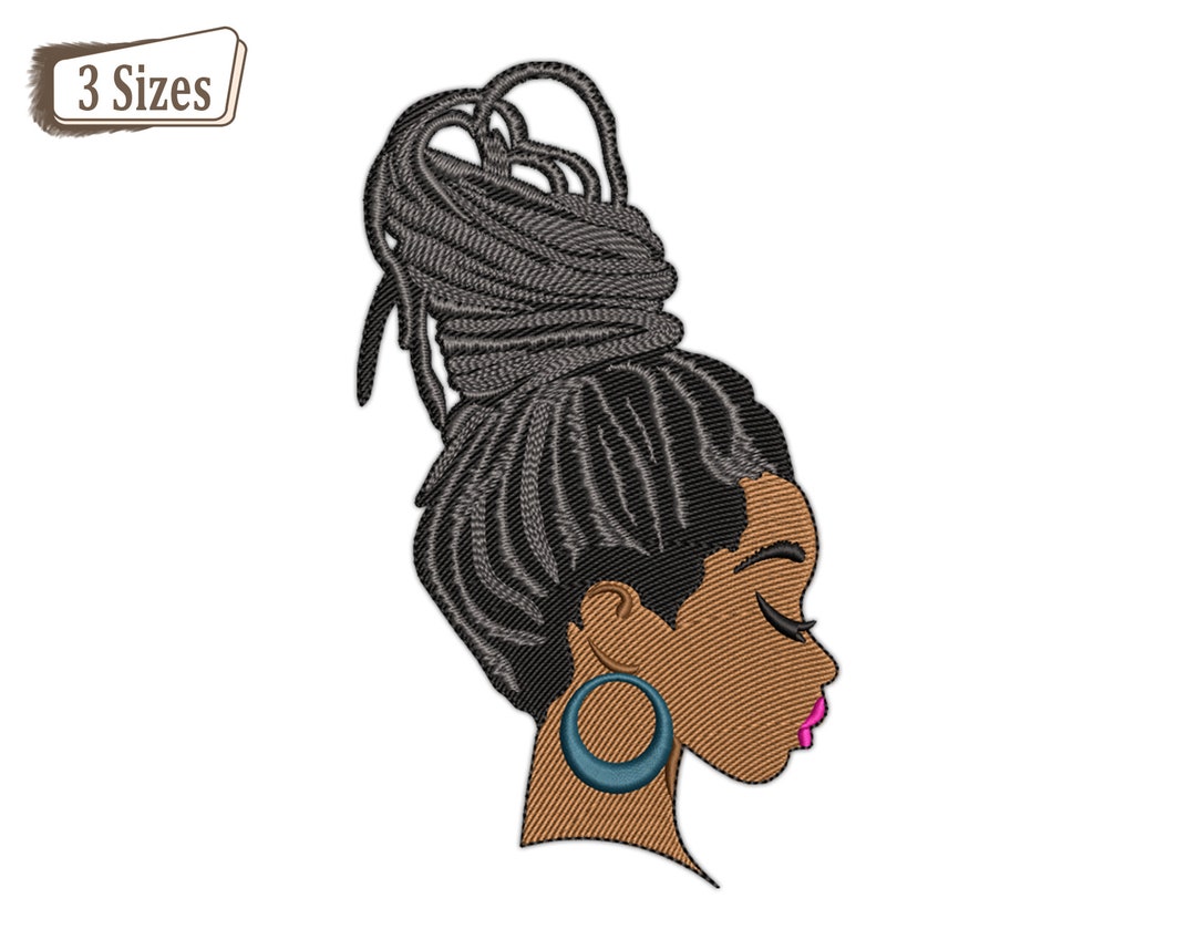 Cool Afro Woman Embroidery Design, Afro Face Embroidery Design, African ...