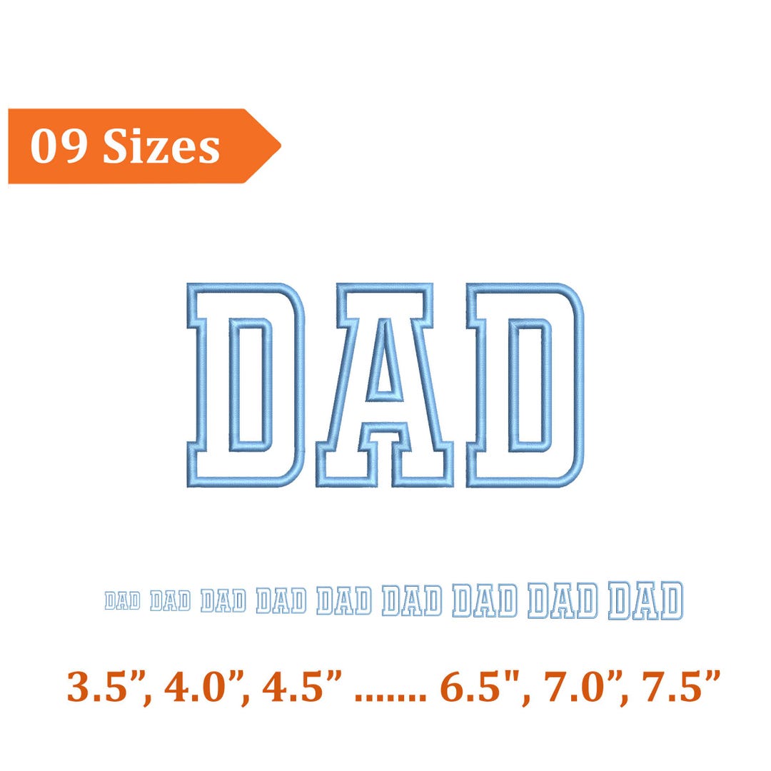 Dad Applique Embroidery Design, Dad Machine Embroidery Design ...