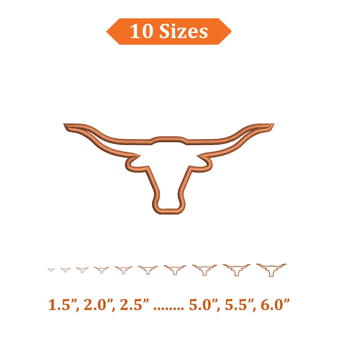 Longhorn Applique Embroidery, Animal Face Applique, Texas Longhorns ...