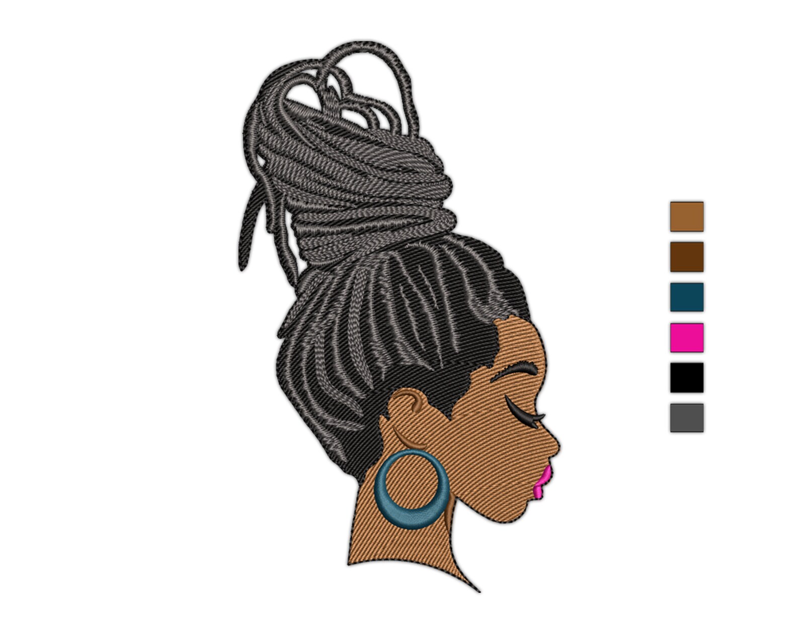 Cool Afro Woman Embroidery Design, Afro Face Embroidery Design, African ...