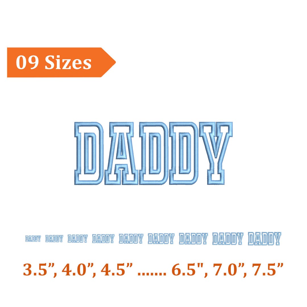 Daddy Embroidery File, Daddy Applique Embroidery Design, Dad Embroidery ...