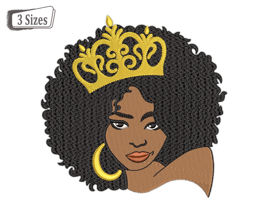 Melanin Queen Embroidery Design, American African Black Princess ...