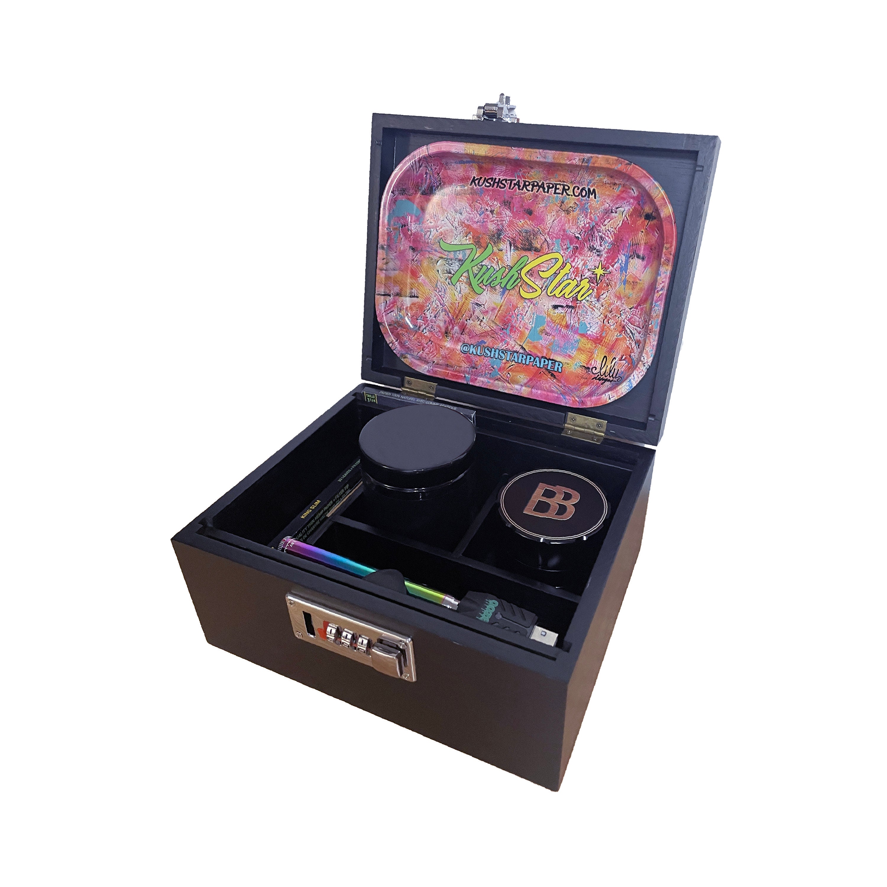 Stoner Box Kit the Black Box Lockable Bamboo Stash Box - Etsy