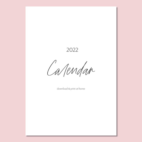 Downloadable 2022 Calendar Print at Home - Etsy