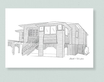 Custom House or Building Drawing - Etsy
